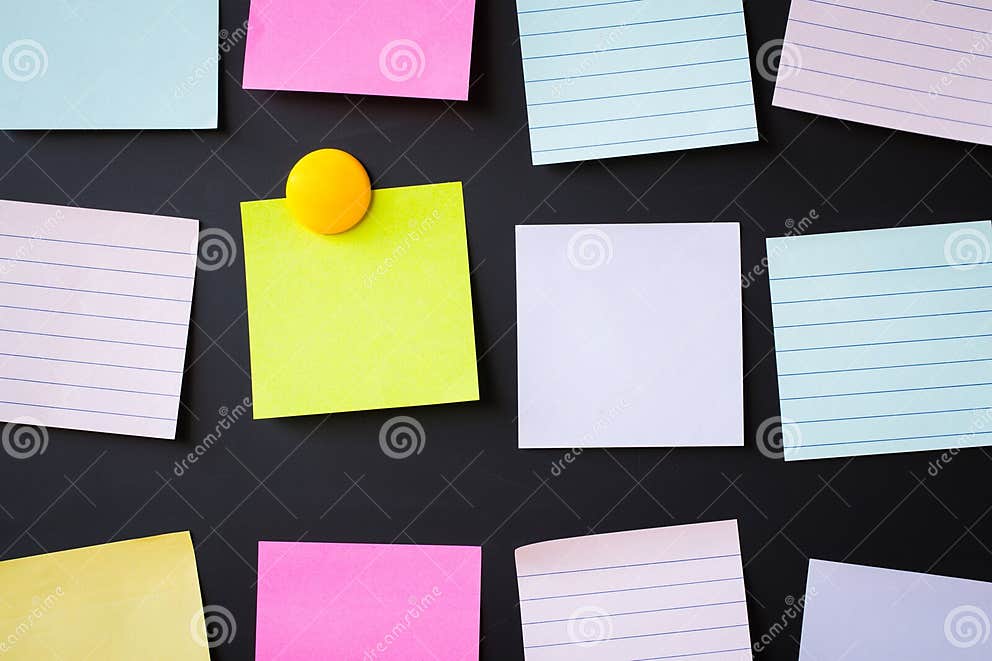 Paper Note on Empty Blank Chalkboard Magnet. Blank Notes Stock Photo ...
