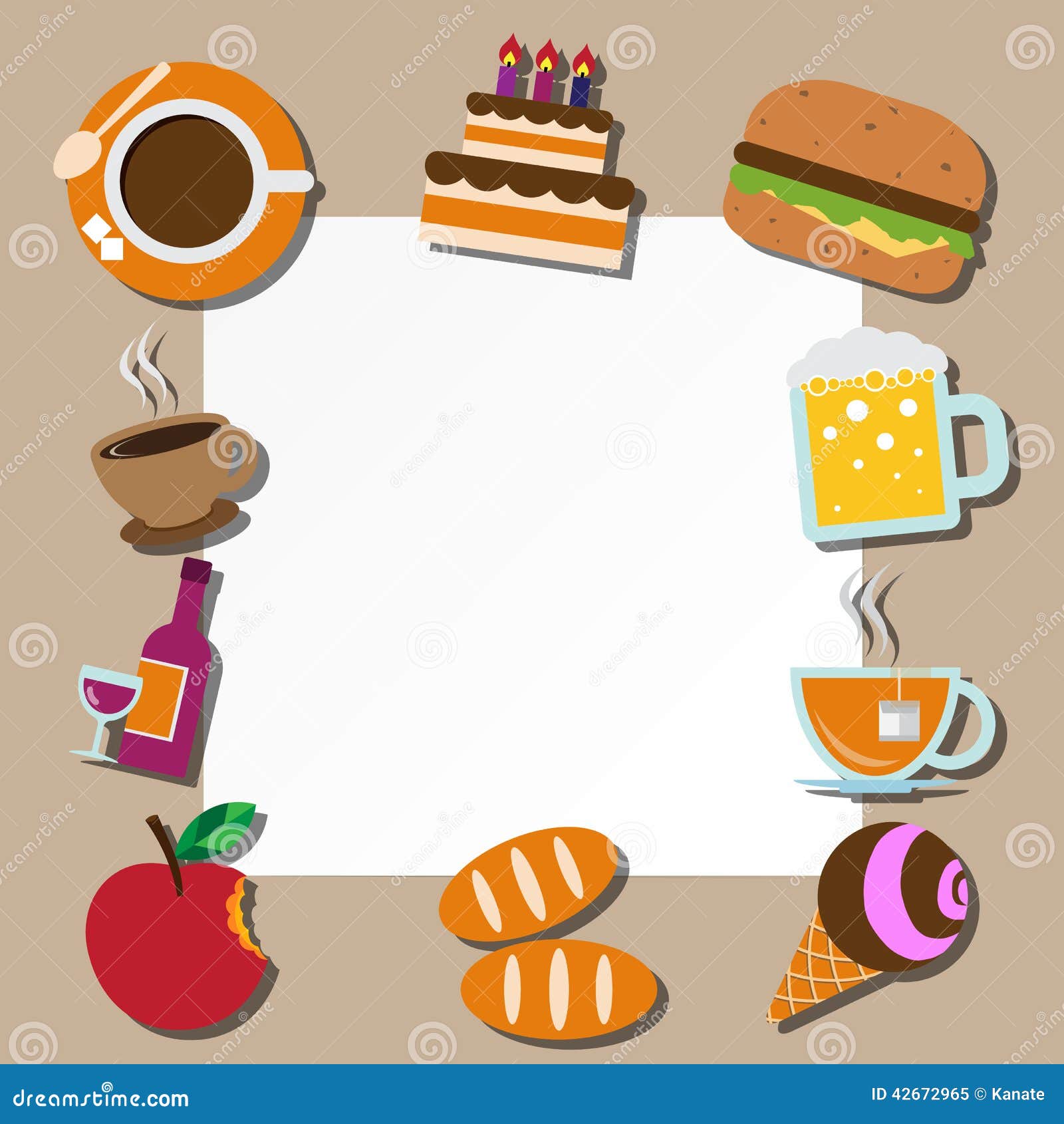 Paper Note and Food Icons Set . Stock Vector - Illustration of note ...