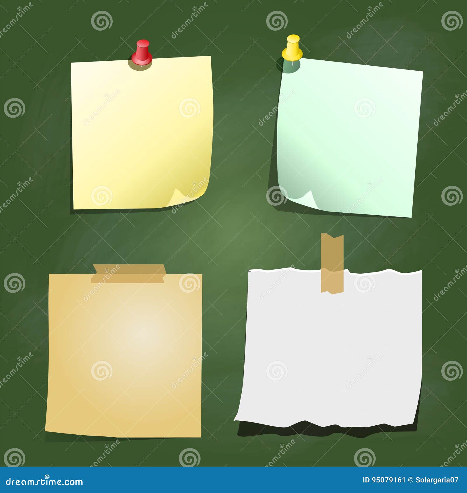 Paper Note on Green Board -Vector Illustration Stock Vector ...