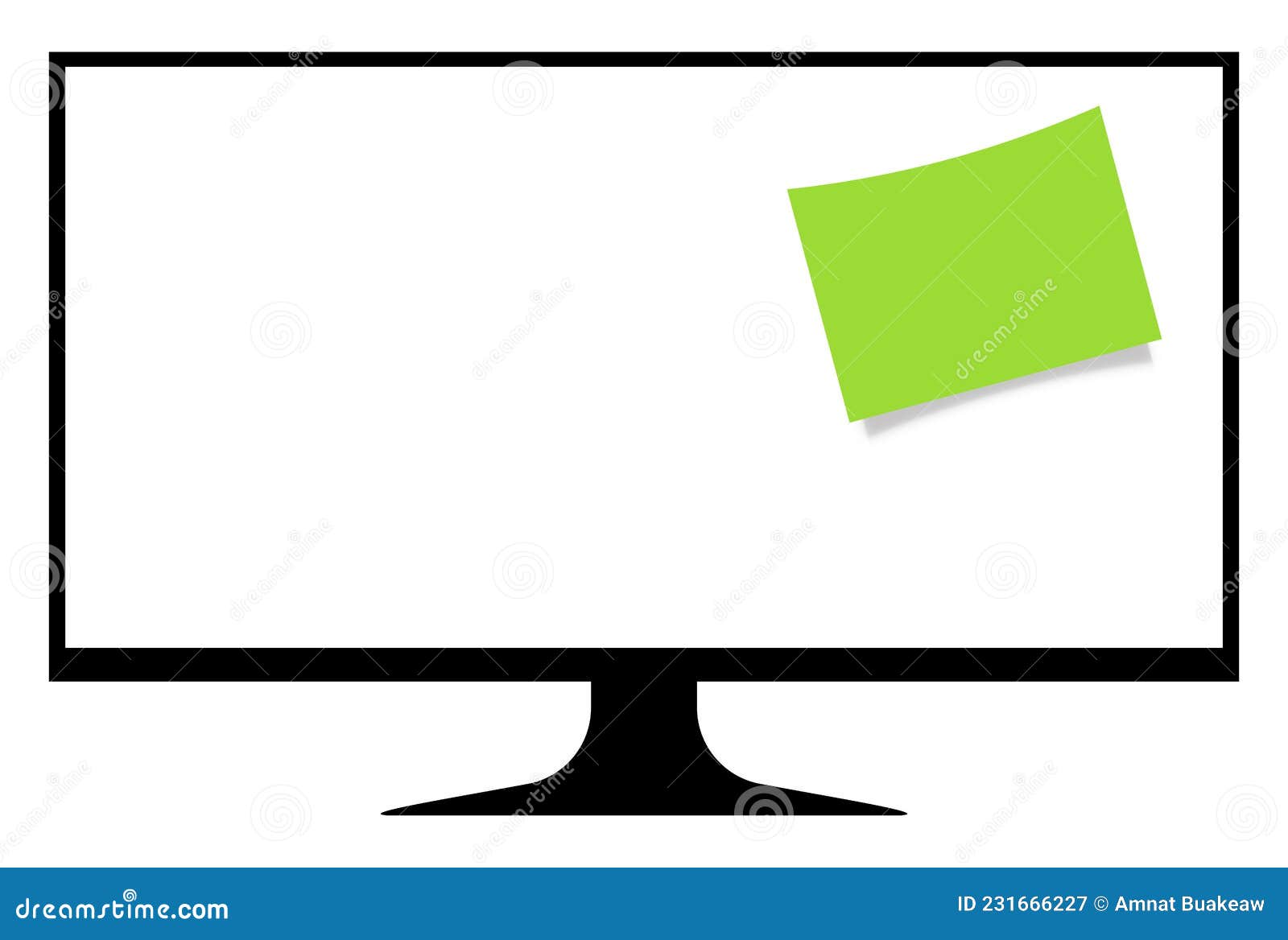 Paper Note Green on Computer Screen Display, Notepad, Schedule, Memo ...