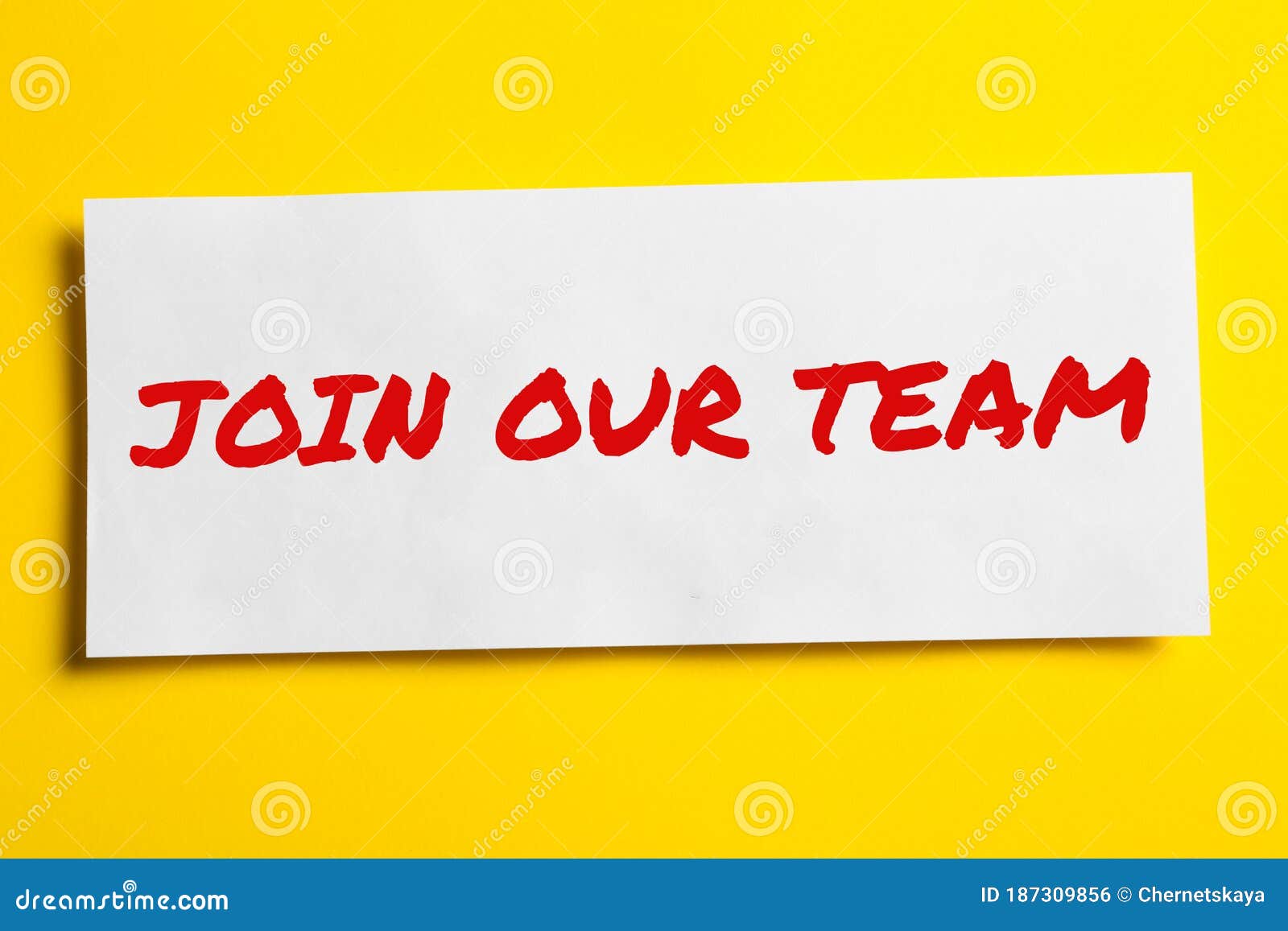 Paper Note Join Our Team on Background, Top View Stock Photo - Image of ...