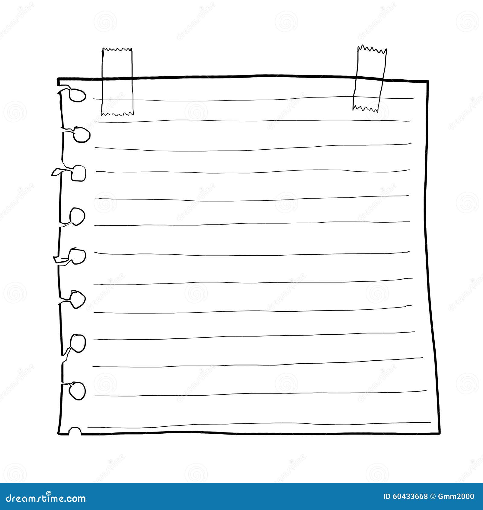 Paper Note and Masking Tape Cute Line Art Stock Illustration ...