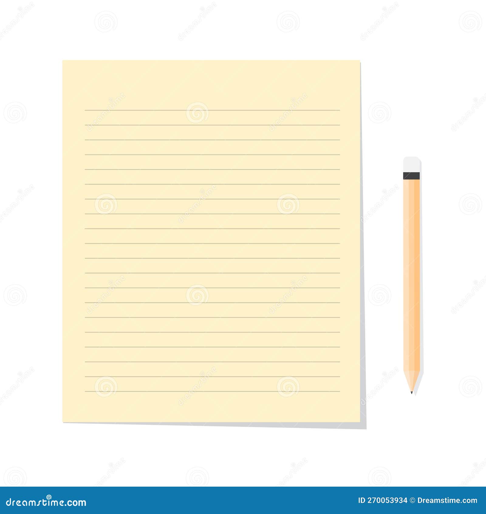 Paper note with pencil stock vector. Illustration of school - 270053934
