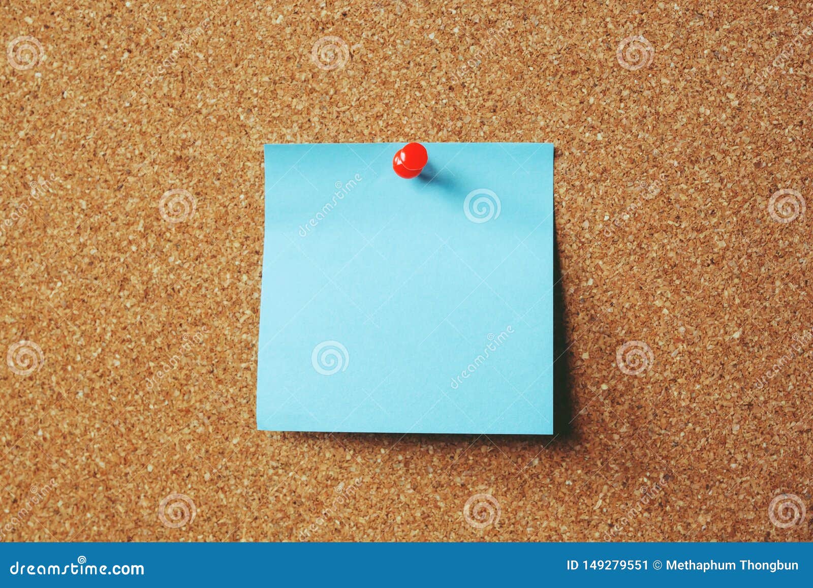 Paper Note Reminder Sticky Notes Pin Paper Blue on Cork Bulletin Board ...