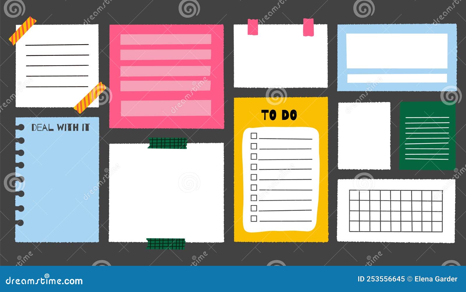 Paper Note Stickers. Memo Notebook Cartoon Banners. Diary Doodle ...