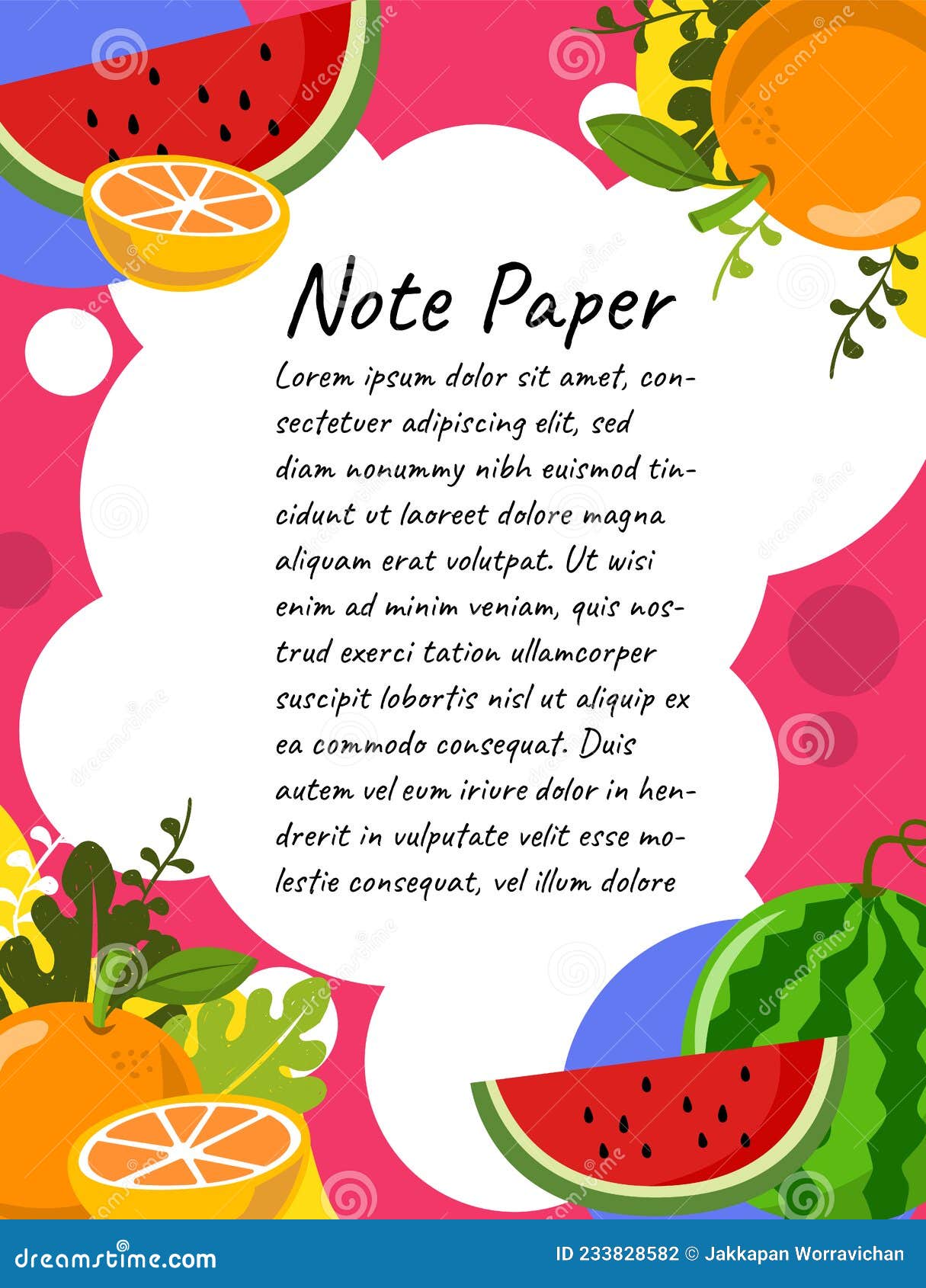 Paper Note Vector Frame Background Art Design Fruits 02 Stock Vector ...