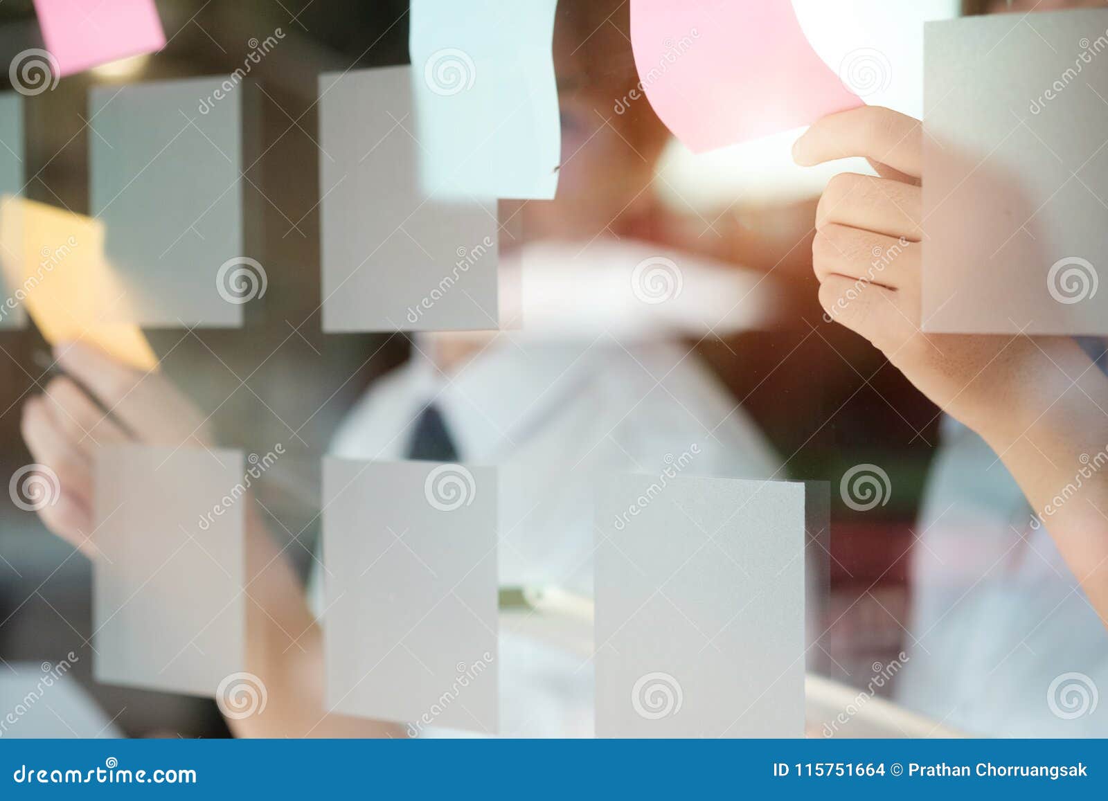 Paper Note on Window with a Hands Selected a Paper Sticky Note. Stock ...