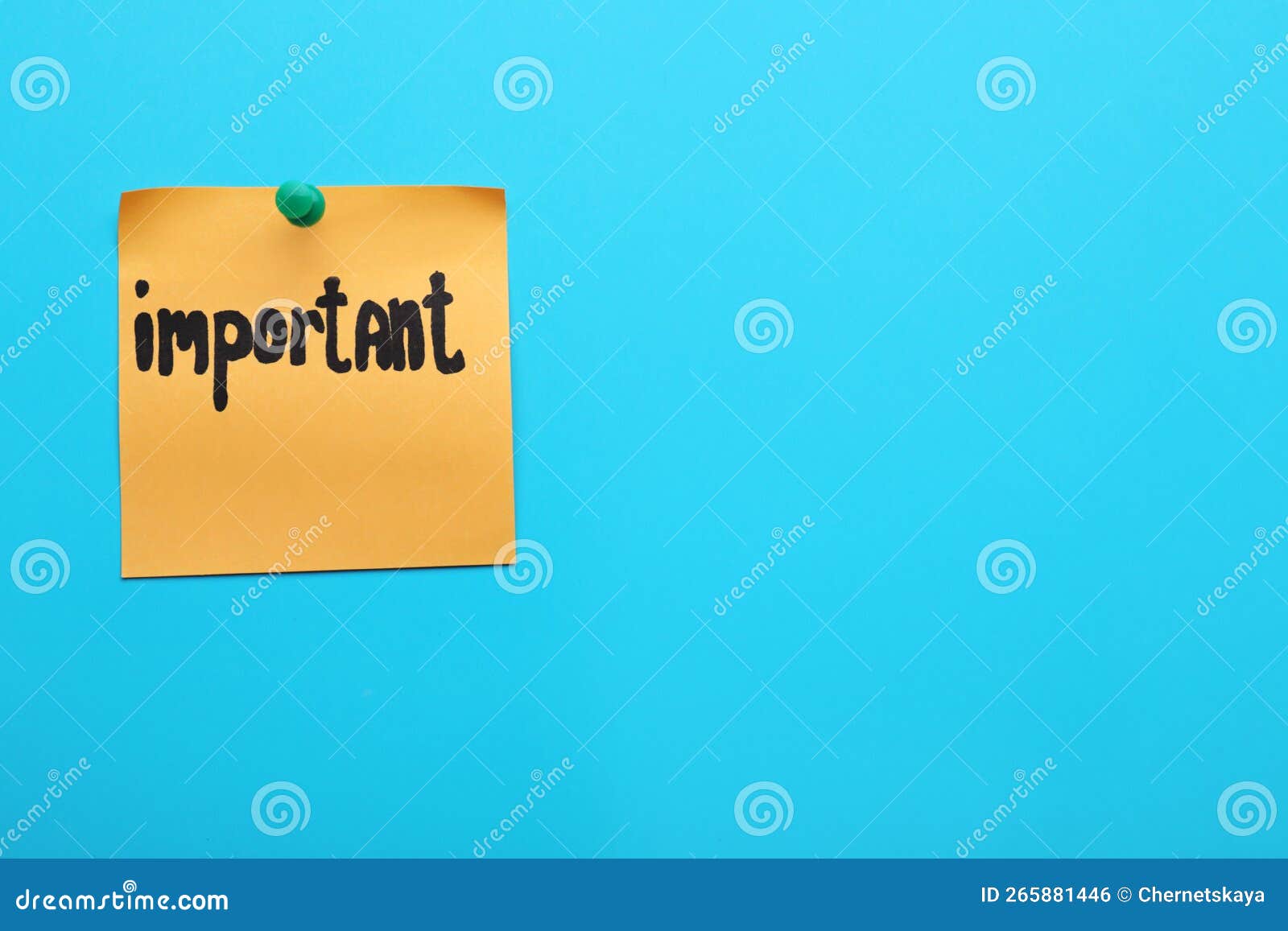 Paper Note with Word Important Pinned on Blue Background, Space for ...