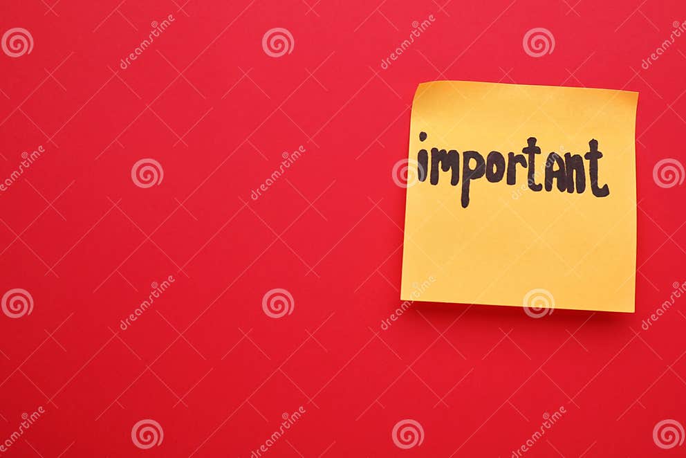 Paper Note with Word Important on Red Background, Top View. Space for ...