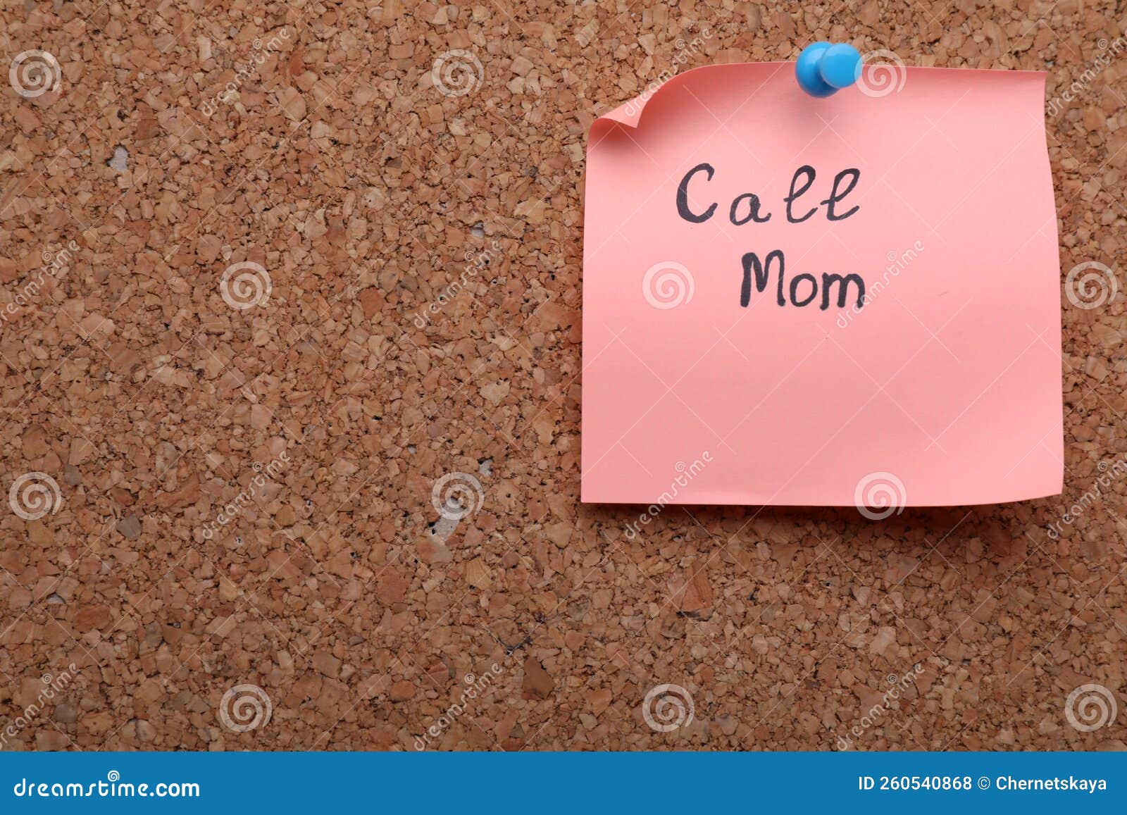 Paper Note with Words Call Mom Pinned on Cork Board, Space for Text ...