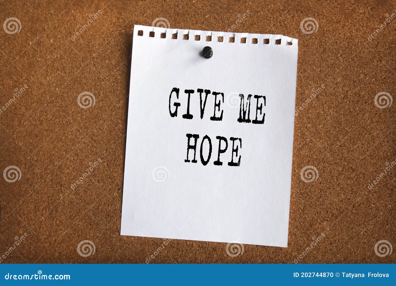 Paper Note Written with GIVE ME HOPE Inscription on Cork Board Stock ...
