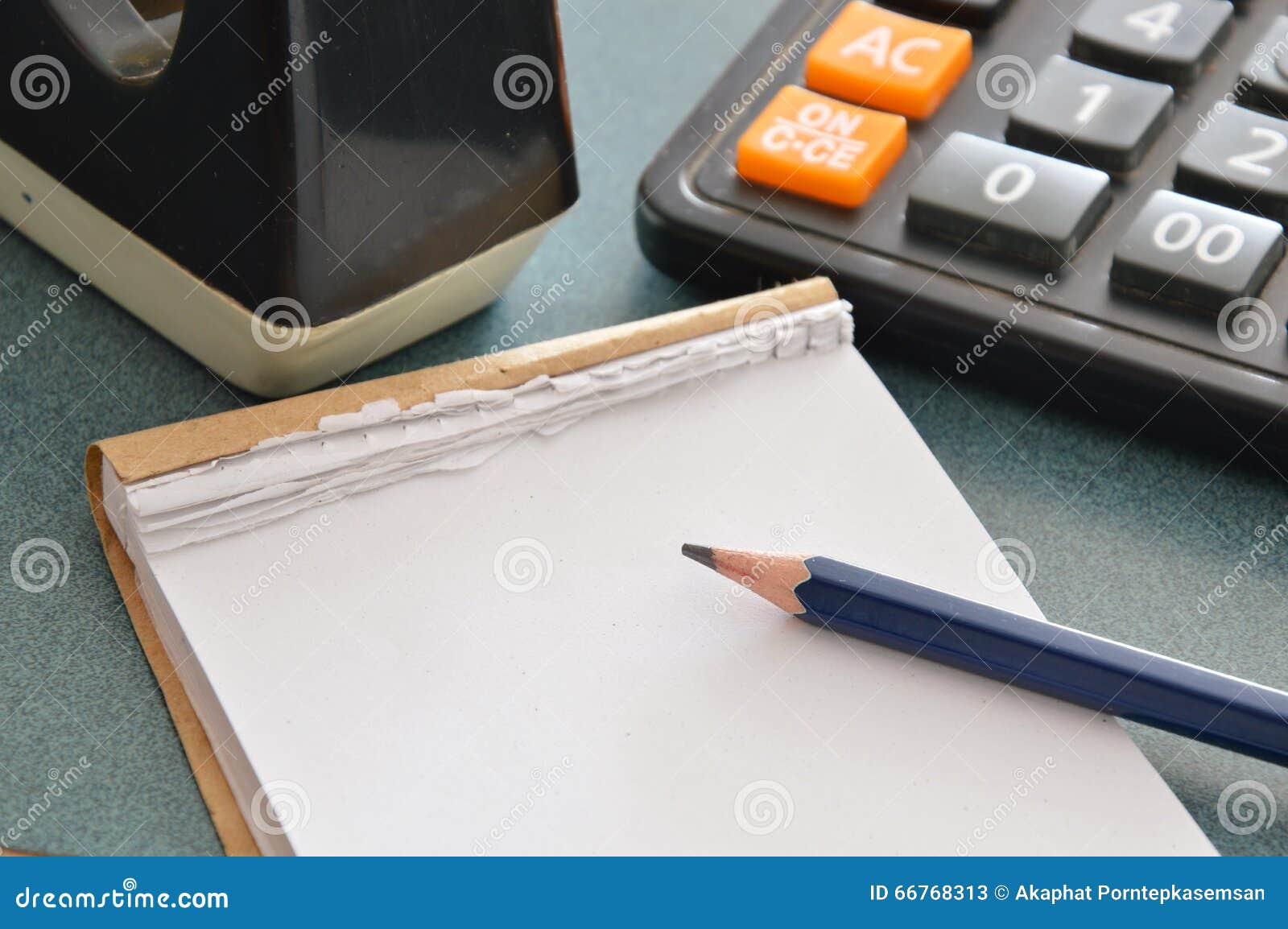 Paper Notebook and Pencil on Counter Cashier in Shop Stock Image ...