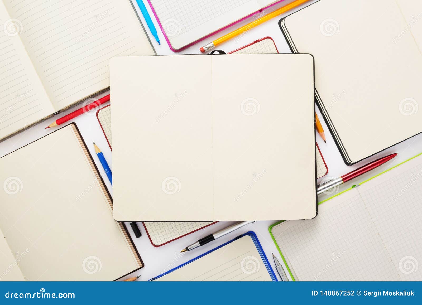 Paper Notebook at White Background Stock Photo - Image of pencil, open ...