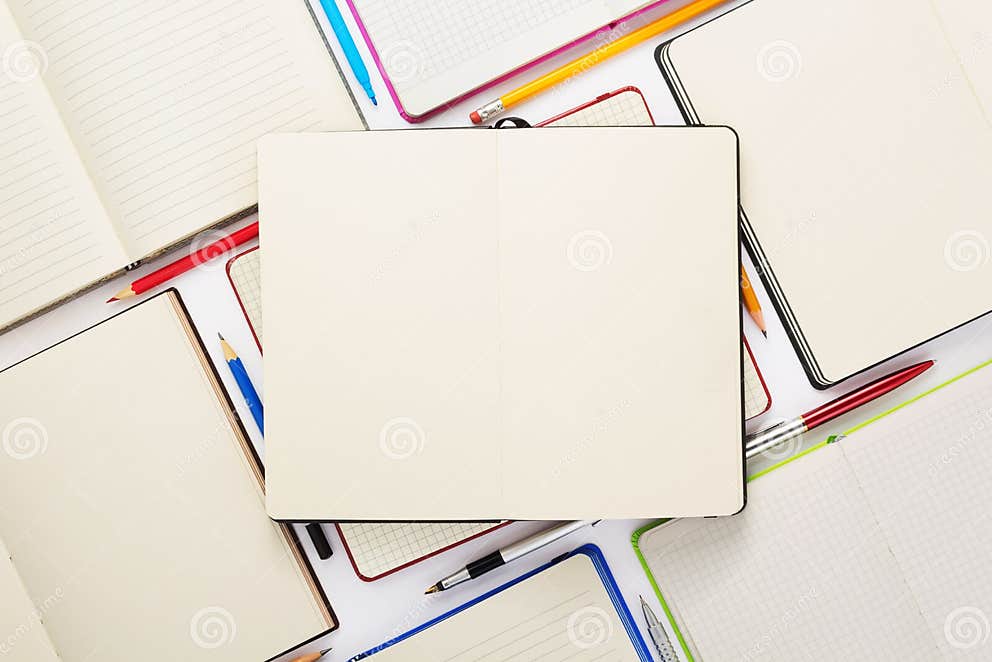 Paper Notebook at White Background Stock Photo - Image of pencil, open ...