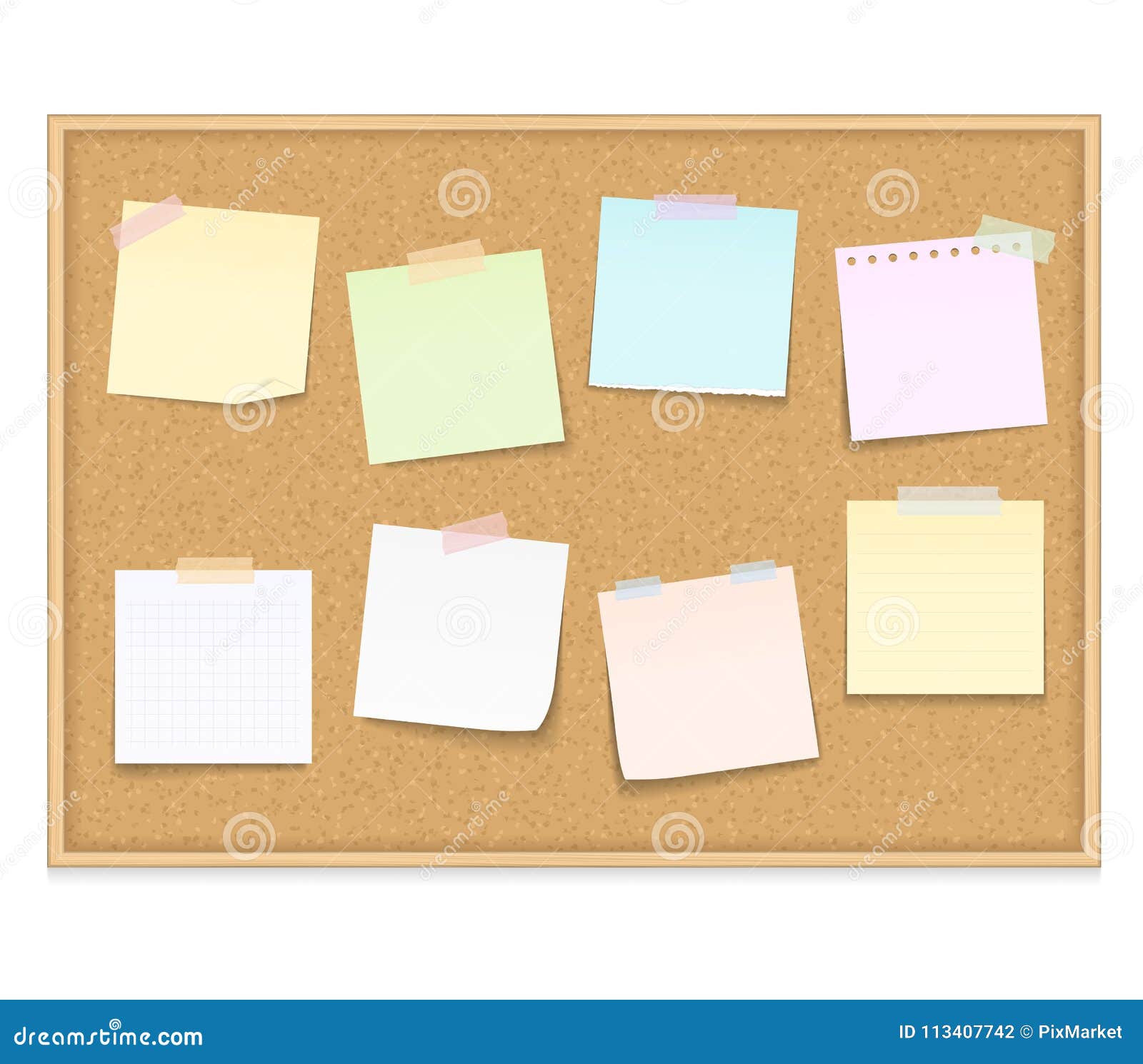 Paper Notes on Bulletin Board Stock Vector - Illustration of business ...