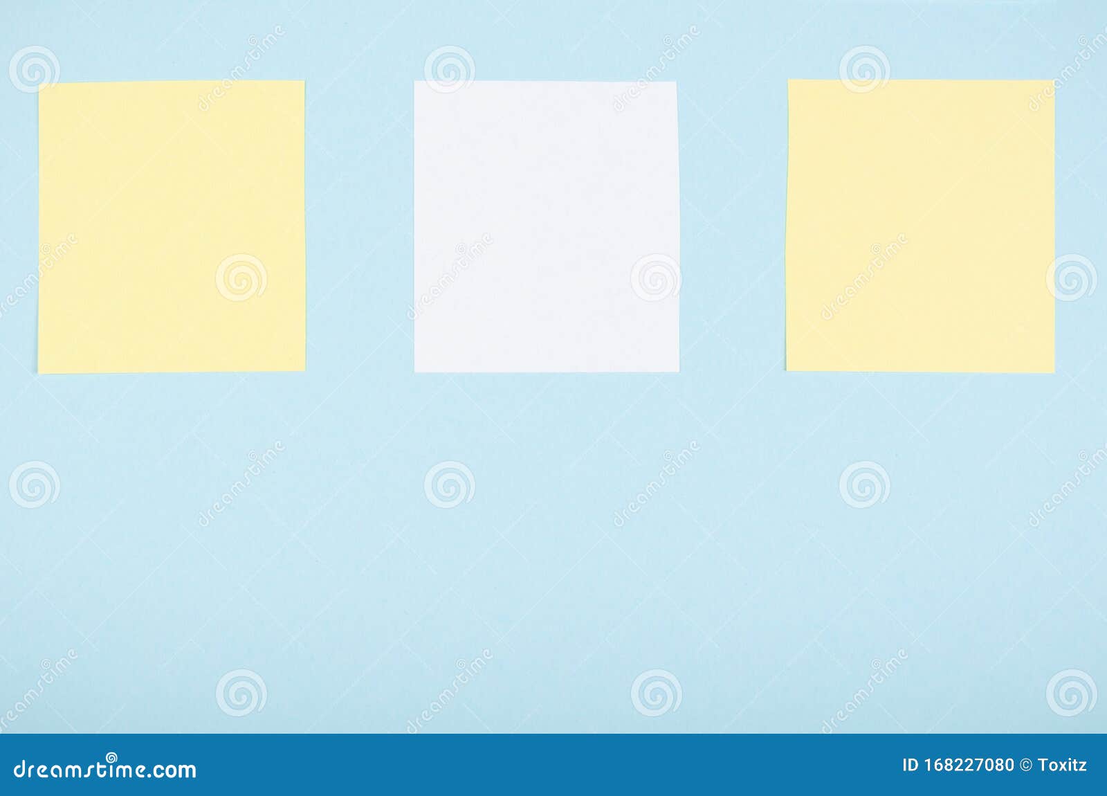 Paper Notes Composition on Blue Background. Flat Lay Stock Photo ...