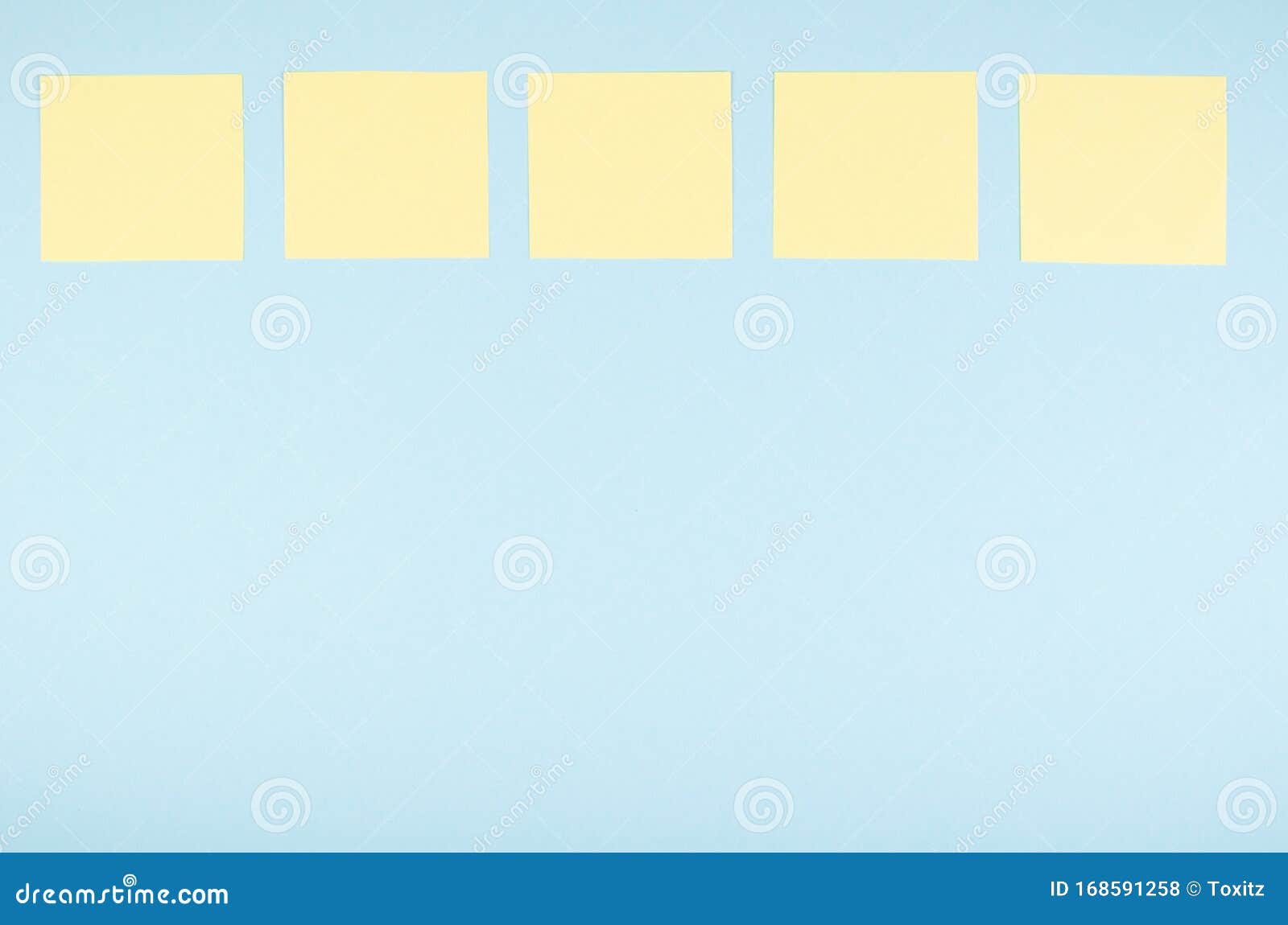 Paper Notes Composition on Blue Background. Flat Lay Stock Photo ...