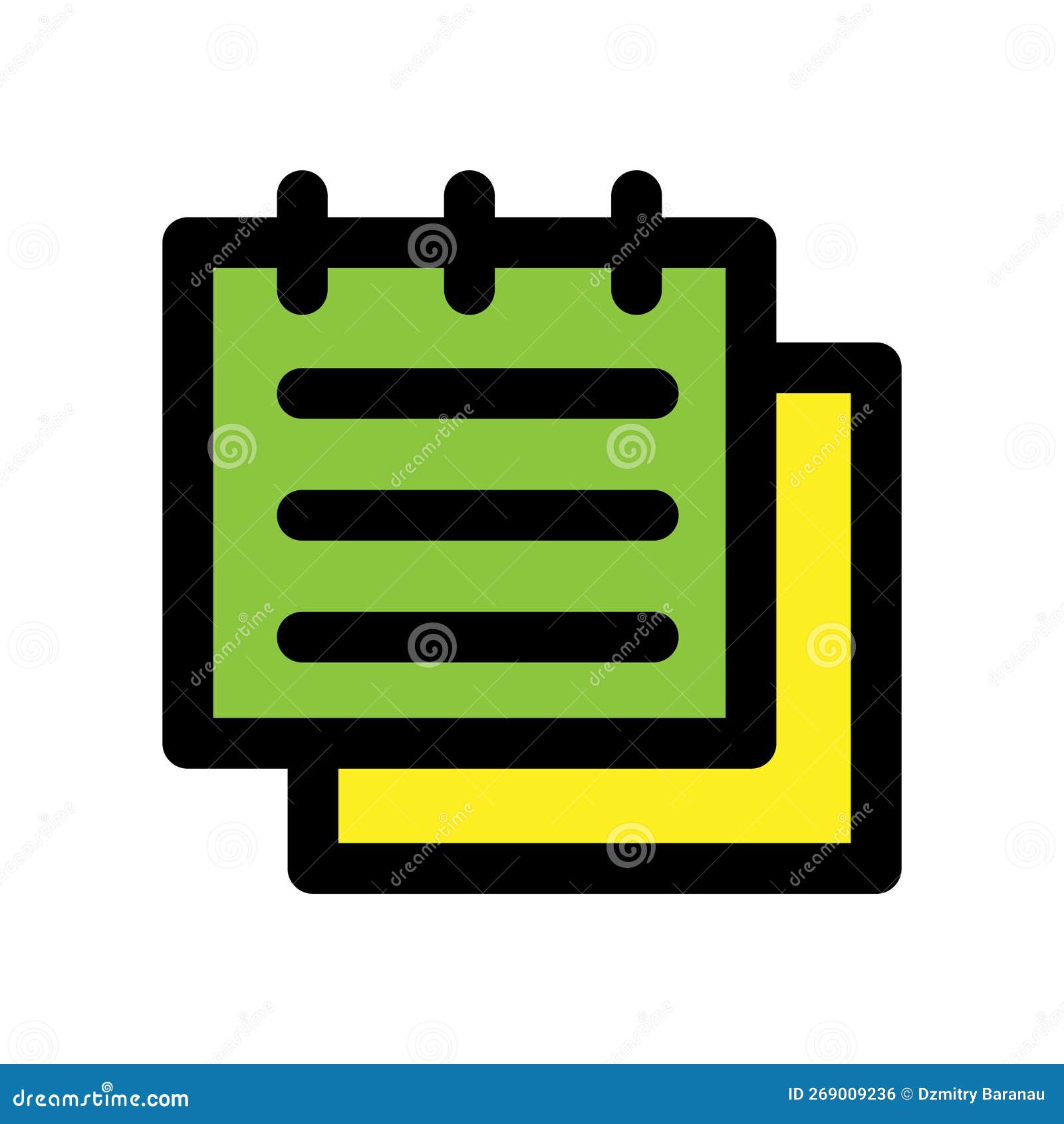 Paper Notes Icon Line Isolated on White Background. Black Flat Thin ...