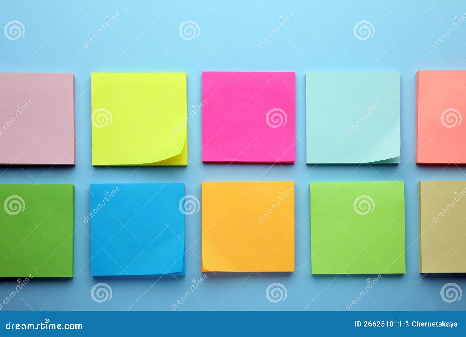 Paper Notes on Light Blue Background, Flat Lay Stock Image - Image of ...