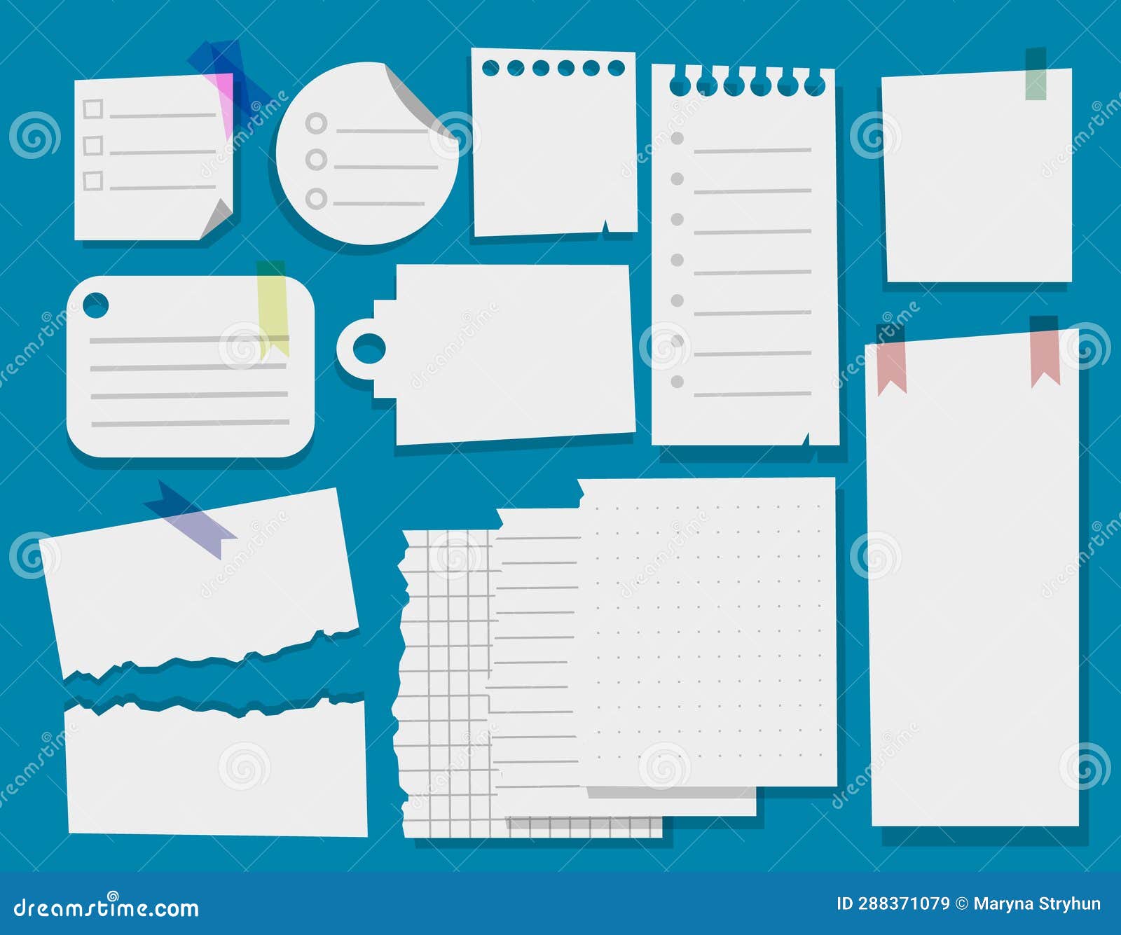 Paper Notes, Linear Pages of a Notebook, Lists of Notebooks Stock ...