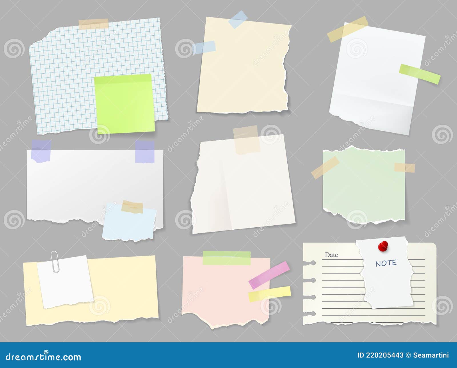 Paper Notes, Memo Stickers and Notepad Messages Stock Vector ...