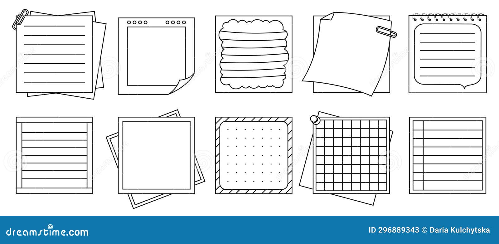 Paper Notes Notepaper Sticker Notepads Contour Set Copybook Page Lined ...