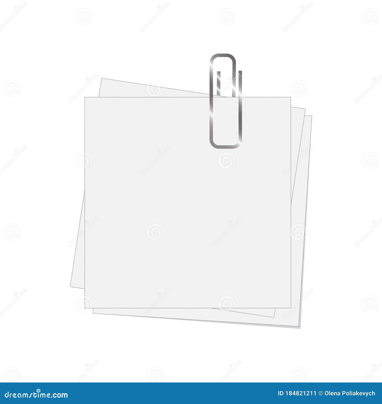 Paper for Notes with a Paper Clip. Stock Vector - Illustration of ...