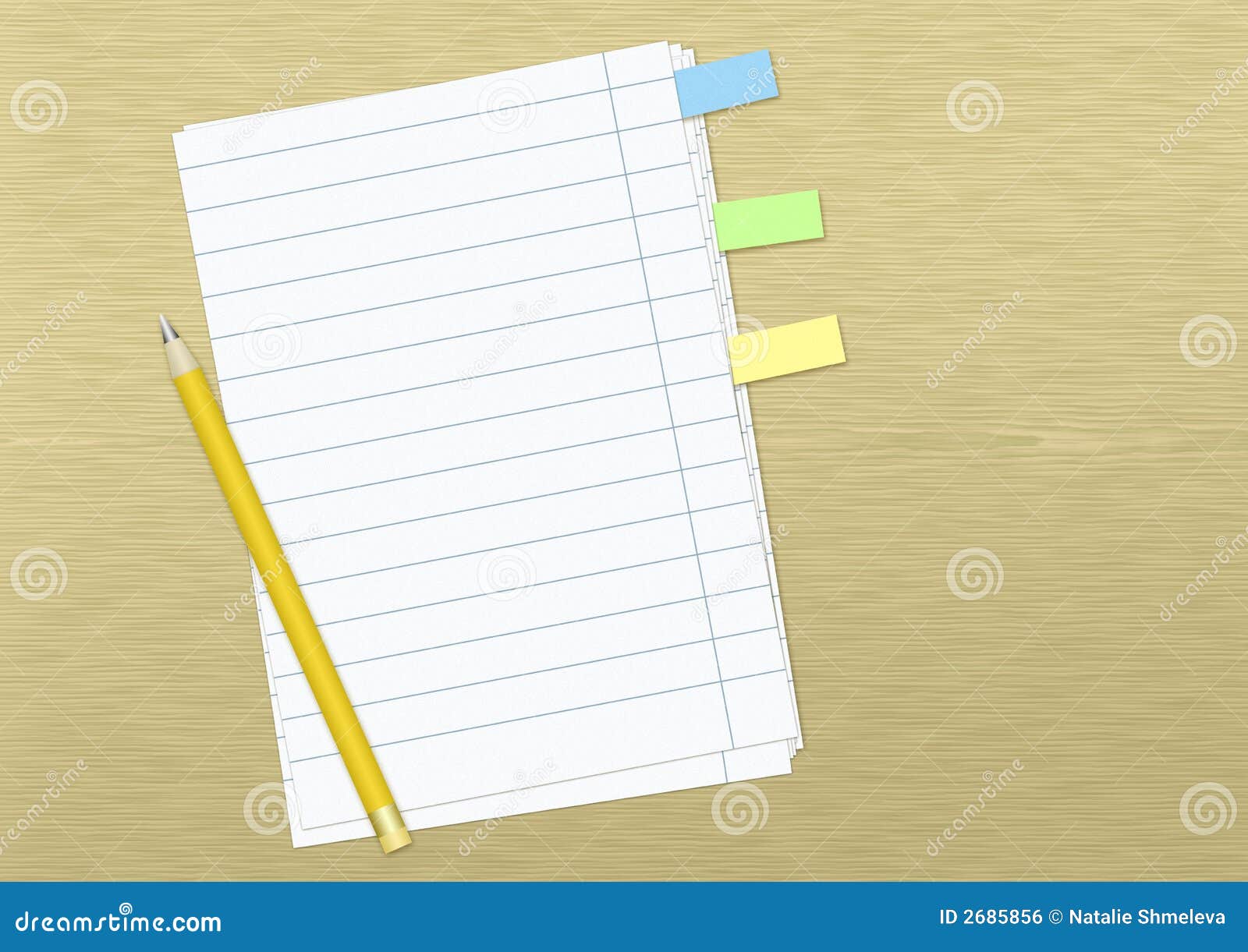 Paper with Notes and Pencil Stock Illustration - Illustration of ...