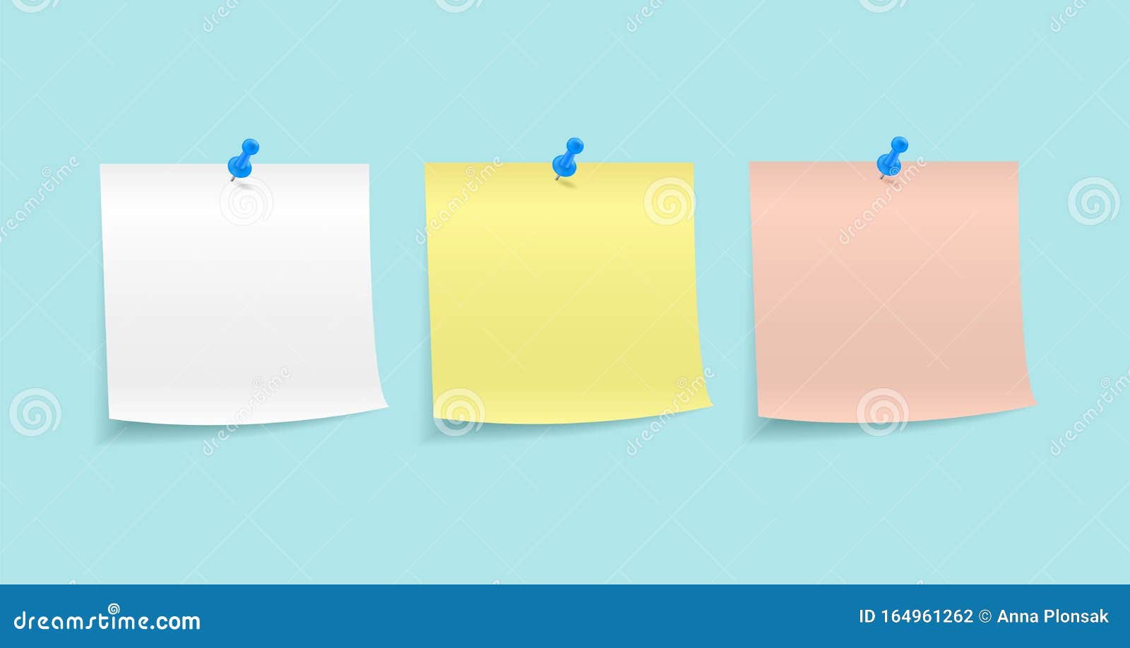 Paper Notes Pinned by a Button. Stickers. Notes for the Message Stock ...