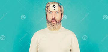 Paper Notes with Question Marks. Beard Man Question Mark in Head ...