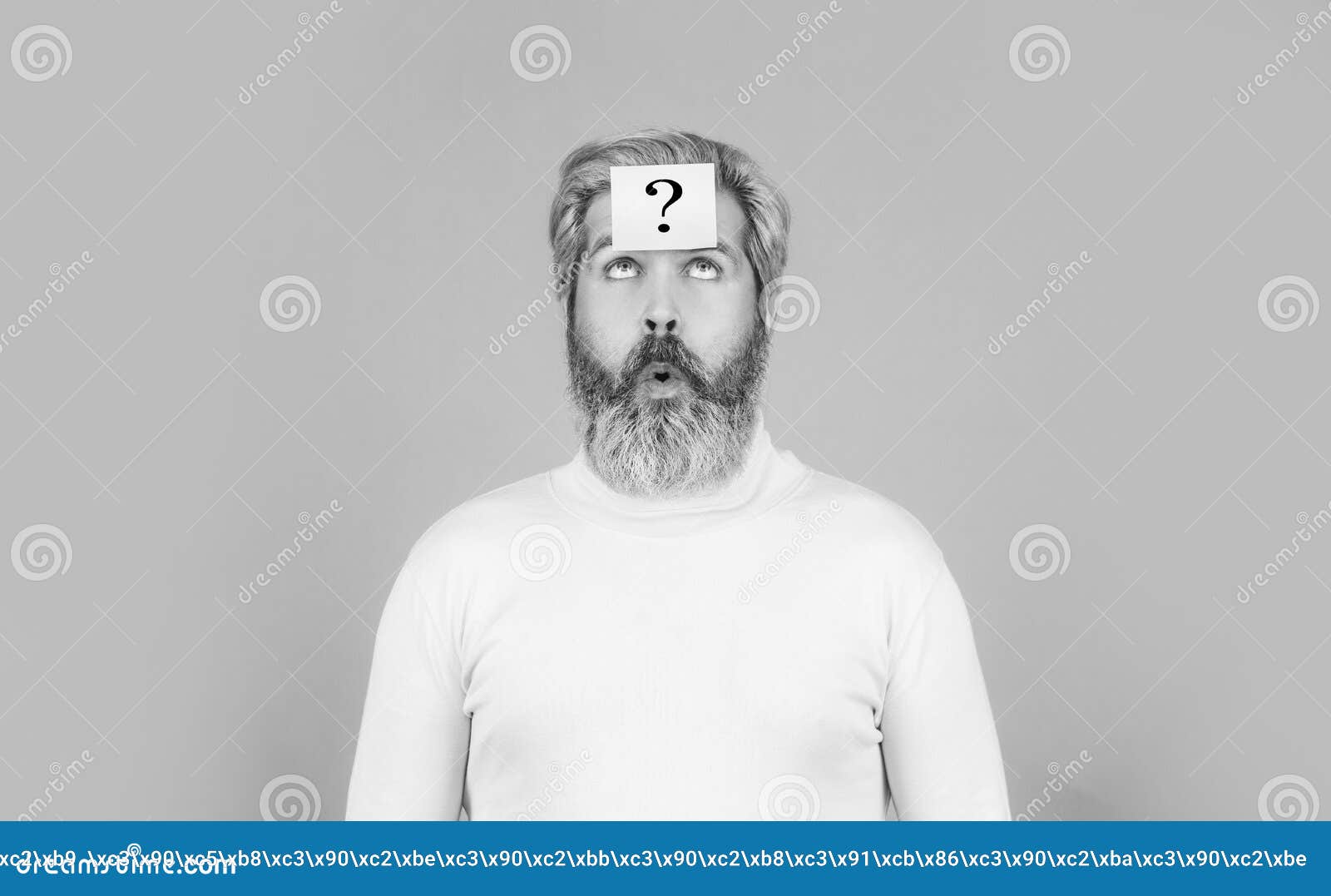 Paper Notes with Question Marks. Beard Man Question Mark in Head ...