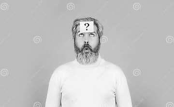 Paper Notes with Question Marks. Beard Man Question Mark in Head ...