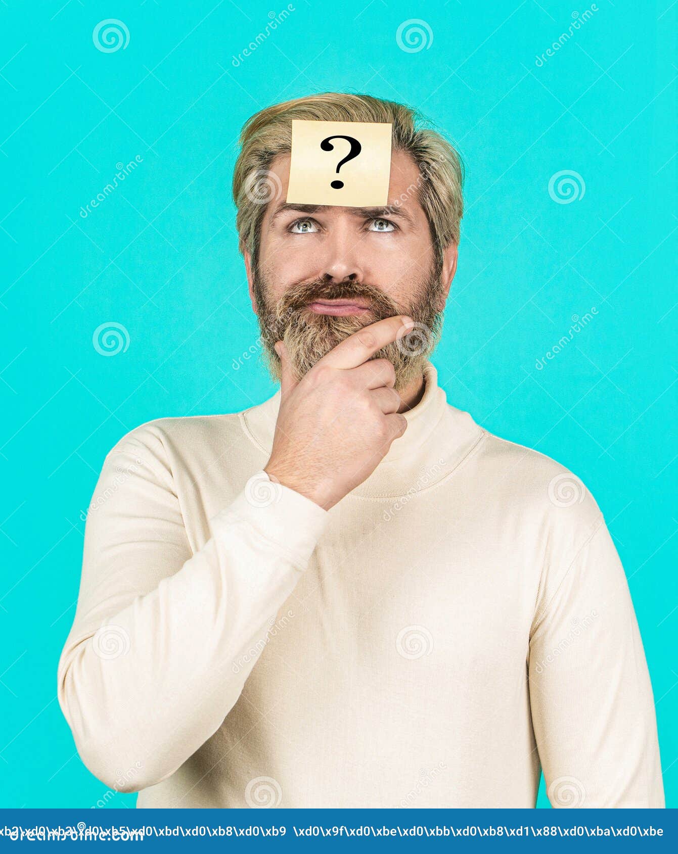 Paper Notes with Question Marks. Beard Man Question Mark in Head ...