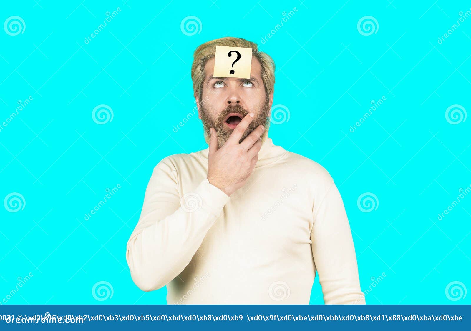 Paper Notes with Question Marks. Beard Man Question Mark in Head ...