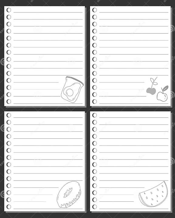 Paper Notes. a Sheet of Notepad with Holes. Stock Illustration ...