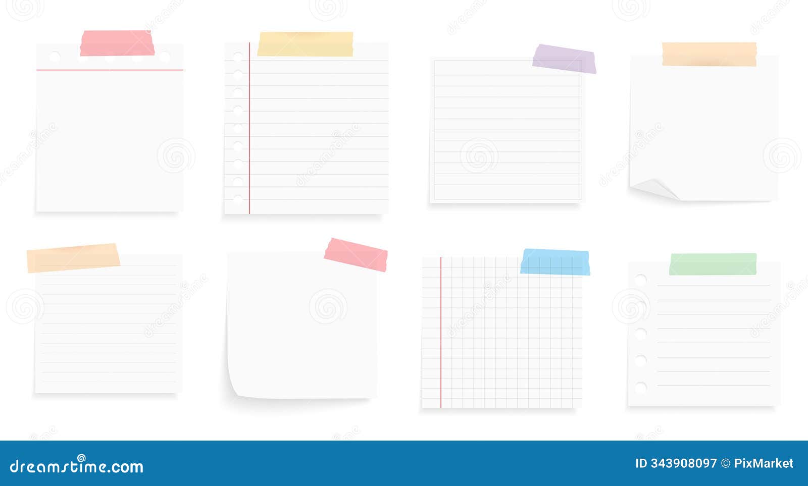 Paper Notes On Stickers, Reminders Notepads, Memo Messages Torn Paper ...