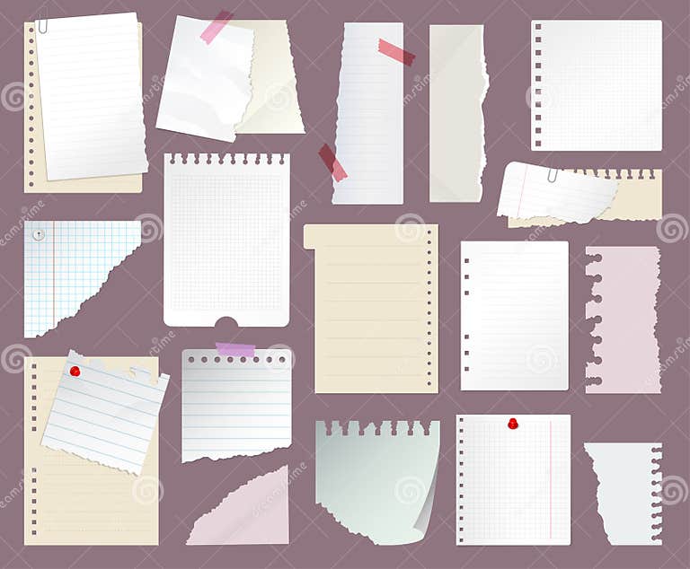 Paper Notes. Templates of Stripped Papers for Diary Notes Recent Vector ...