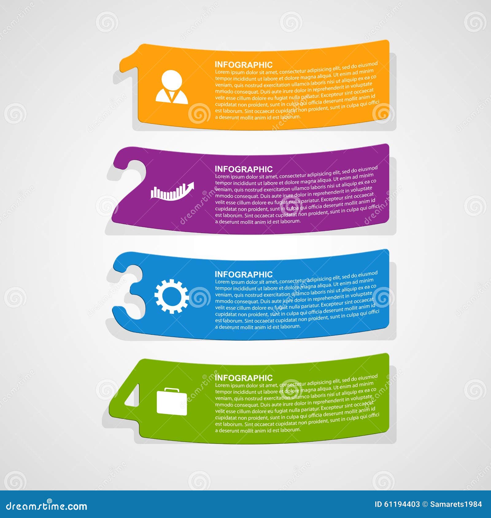 Paper Numbered Stickers Design Elements Infographic. Stock Vector ...