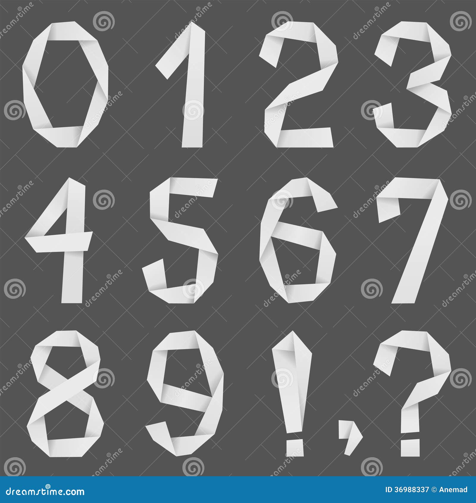 Paper numbers stock vector. Illustration of nine, four - 36988337