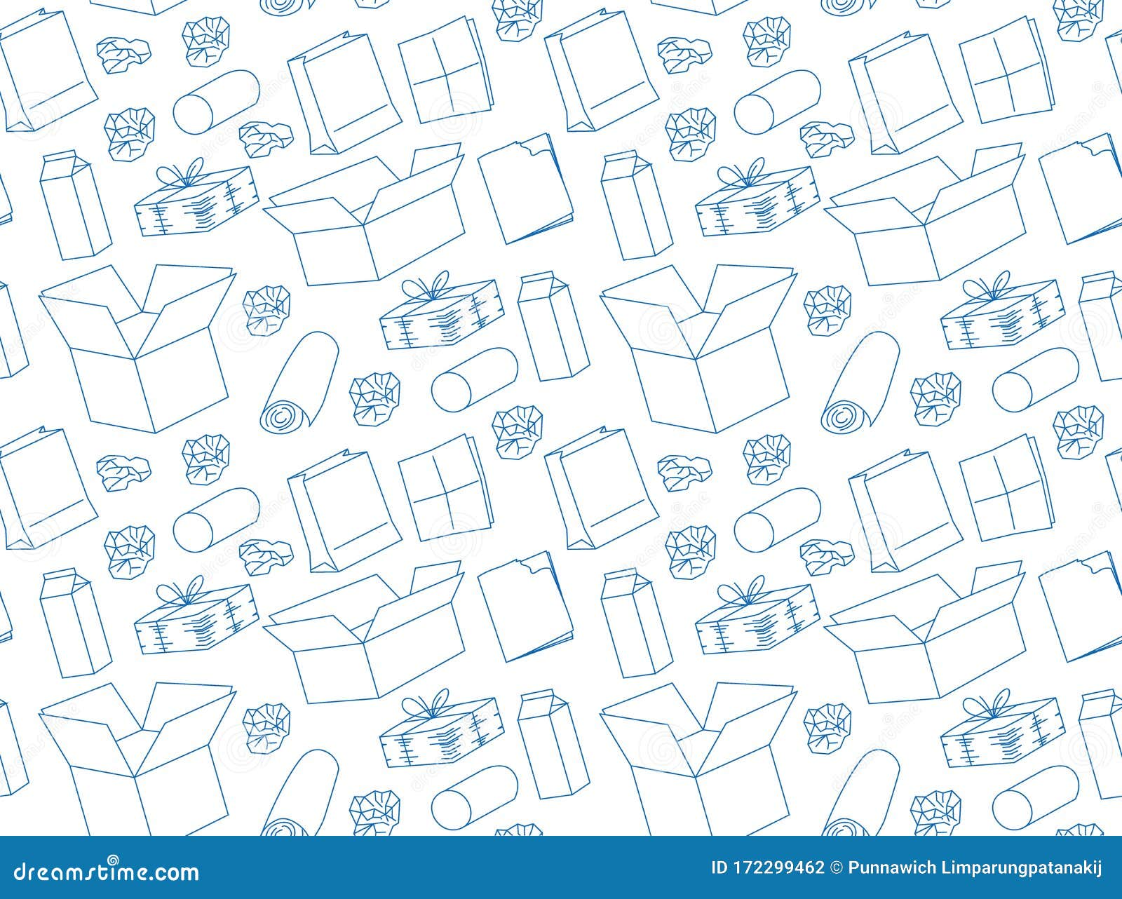 Paper Waste Drawing Outline Seamless Pattern Wallpaper-01 Stock Vector ...