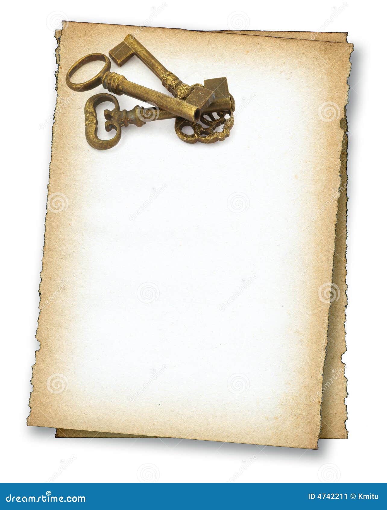 Paper with old keys stock image. Image of border, golden - 4742211