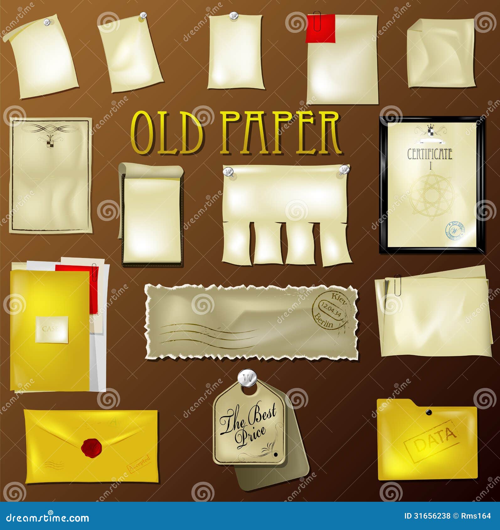 Paper stock vector. Illustration of list, icons, crushed - 31656238