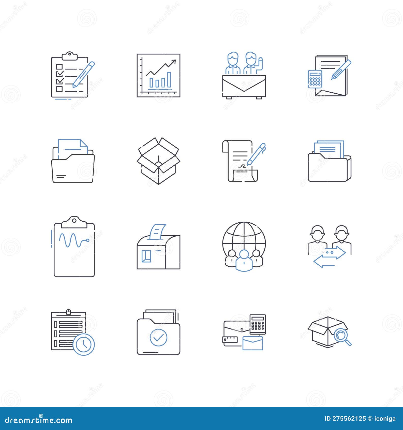 Paper Organization Line Icons Collection Filing Sorting Categorizing