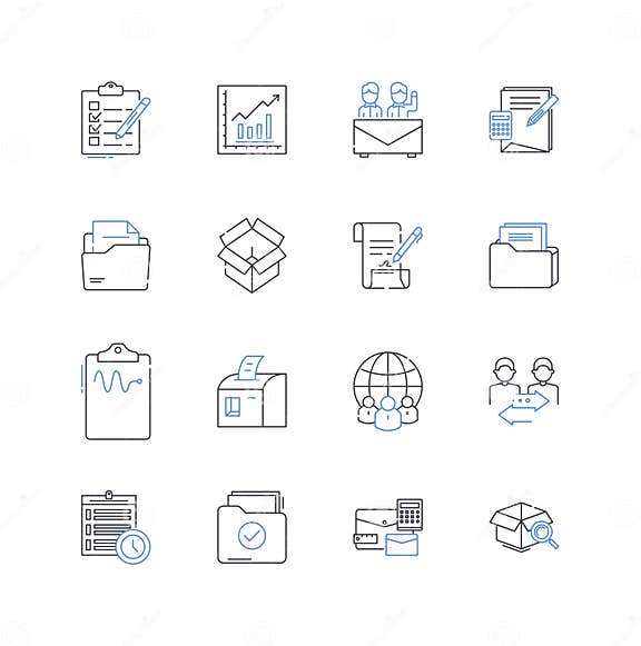 Paper Organization Line Icons Collection. Filing, Sorting, Categorizing, Organization ...
