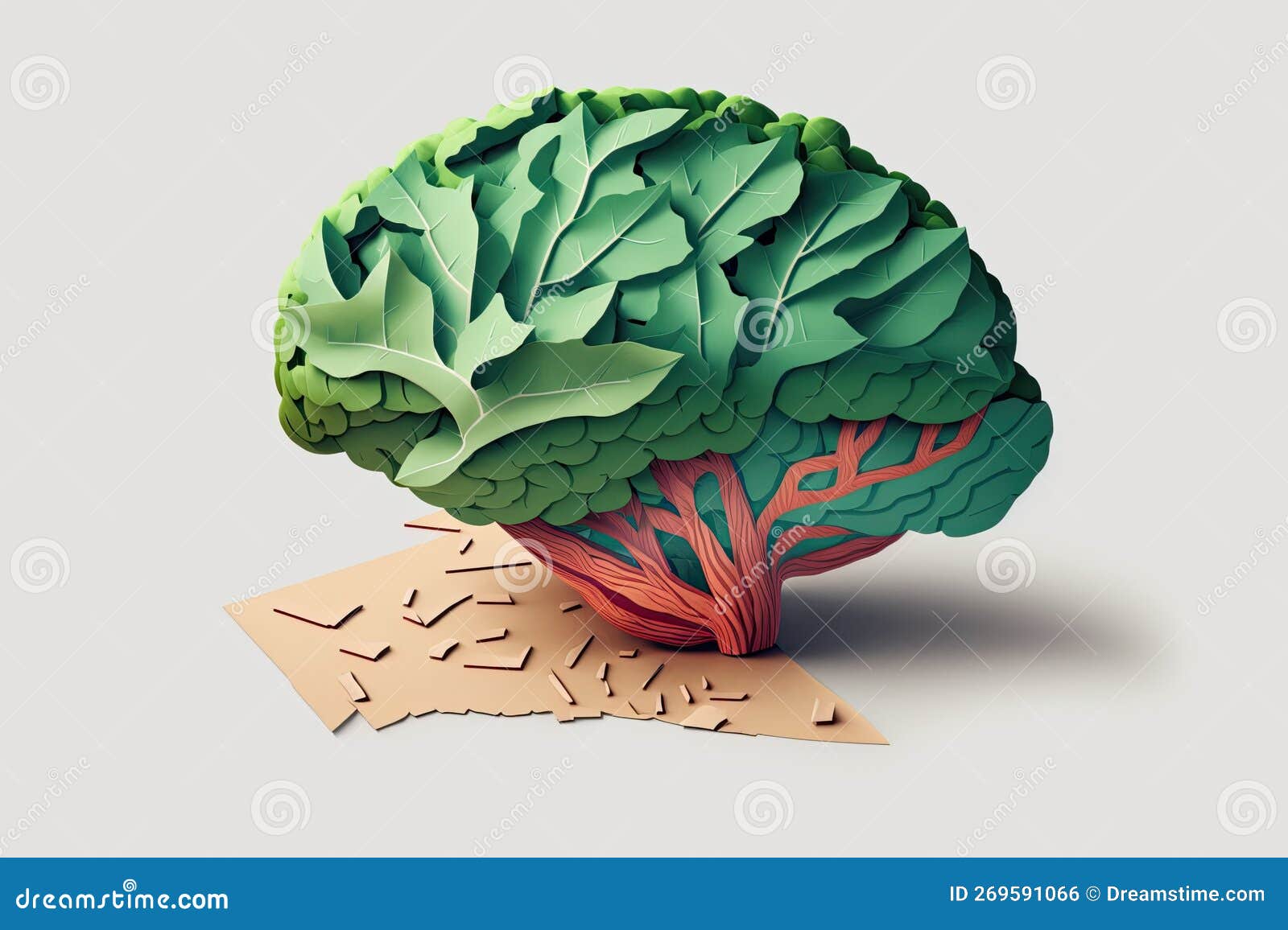 Paper Origami Brain with Trees Made with Generative AI Stock ...