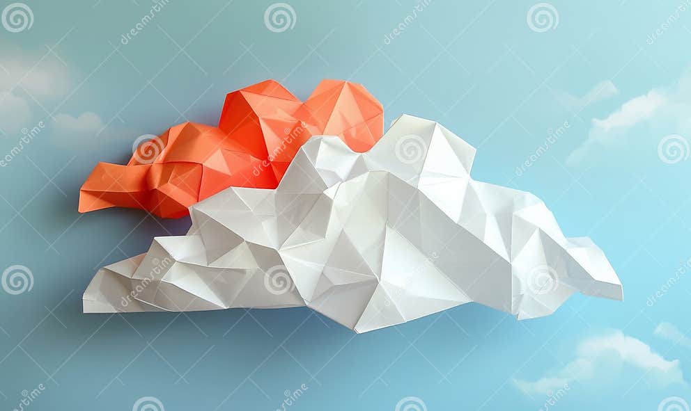 Paper origami cloud stock illustration. Illustration of paper - 312961788