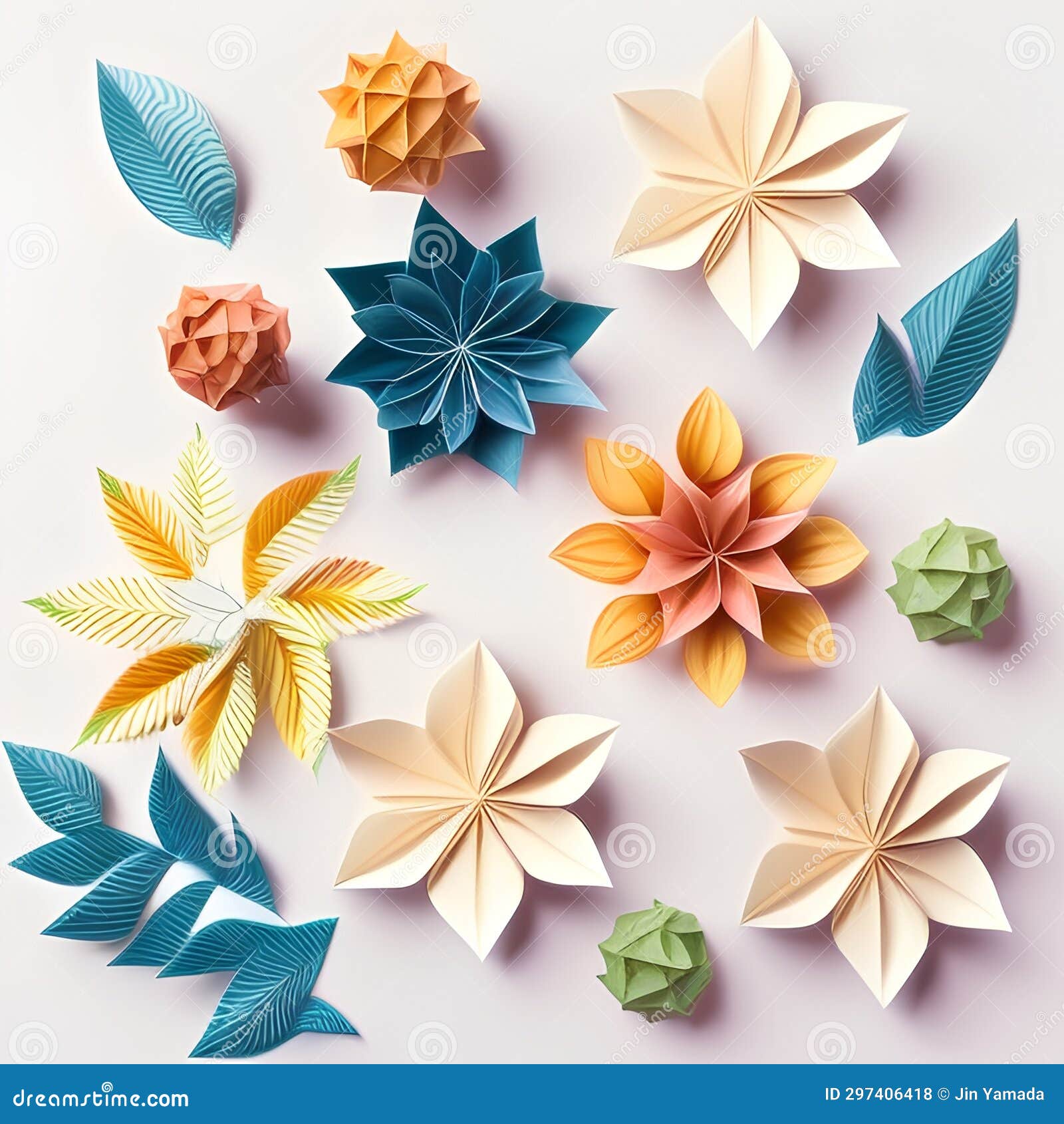 Paper Origami Flowers. Origami Pattern Made of Paper. Vector ...