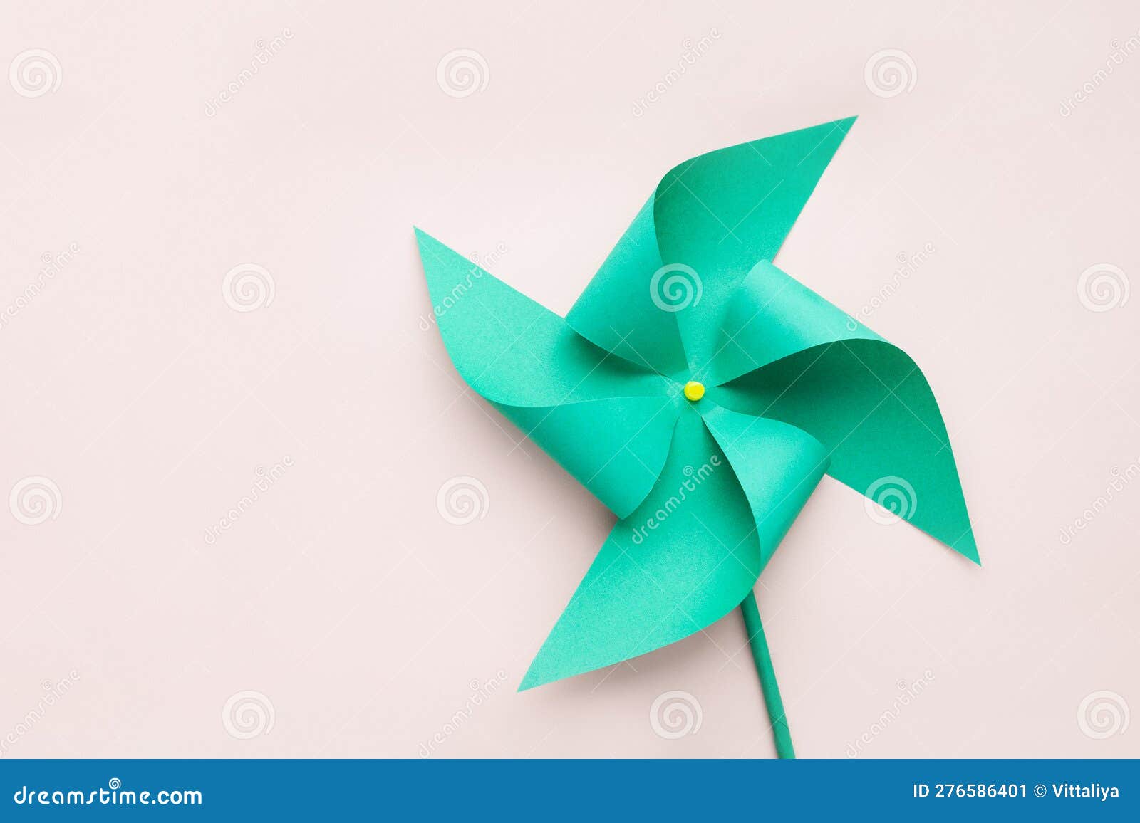 Paper Origami Green Windmill, Copy Space Stock Image - Image of rotate ...