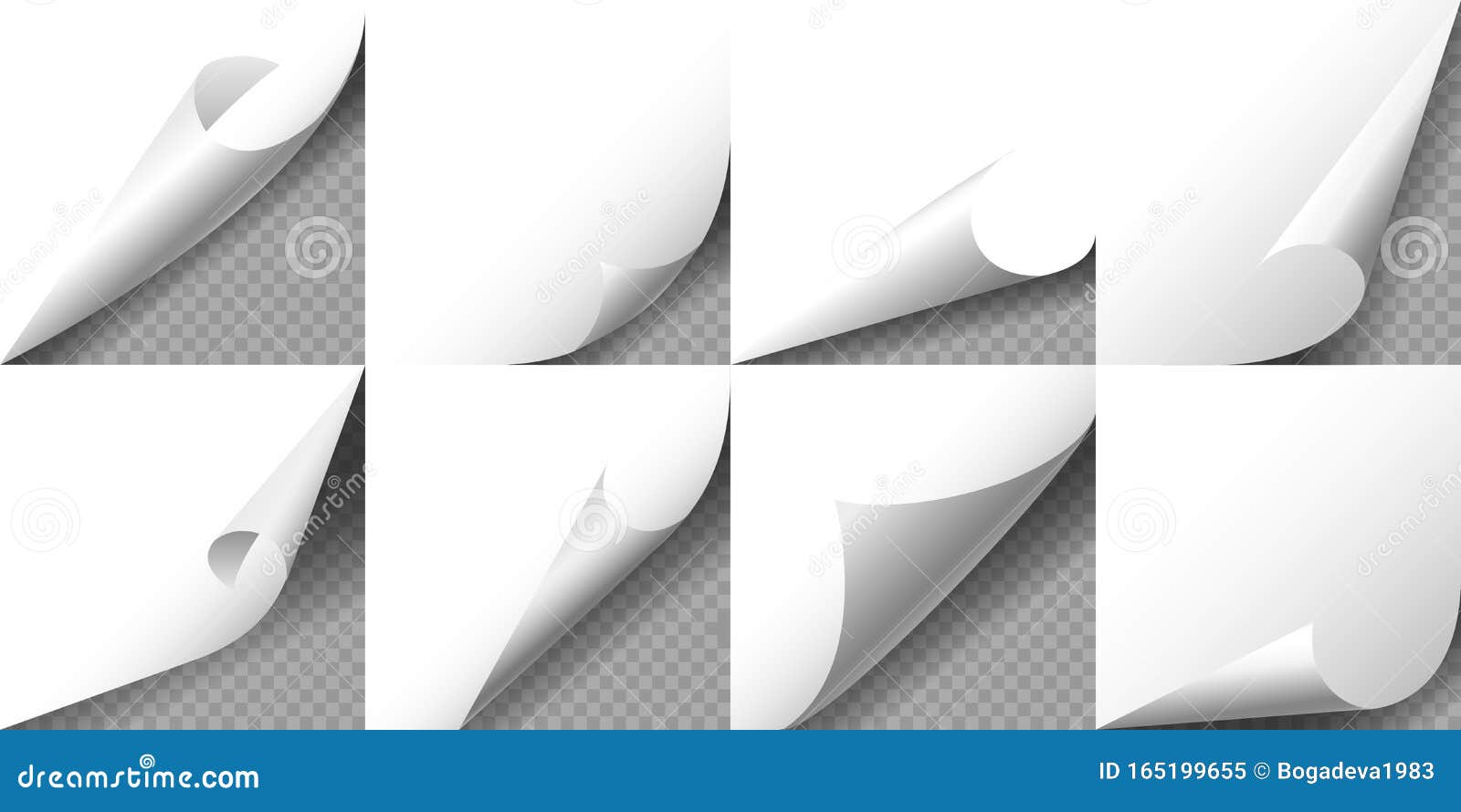 Paper Page Curled Corners Set. Vector Illustration Stock Vector ...