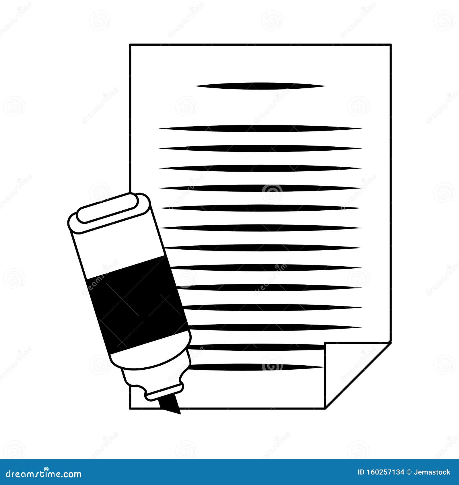 Paper page and highlighter stock vector. Illustration of highlighter ...